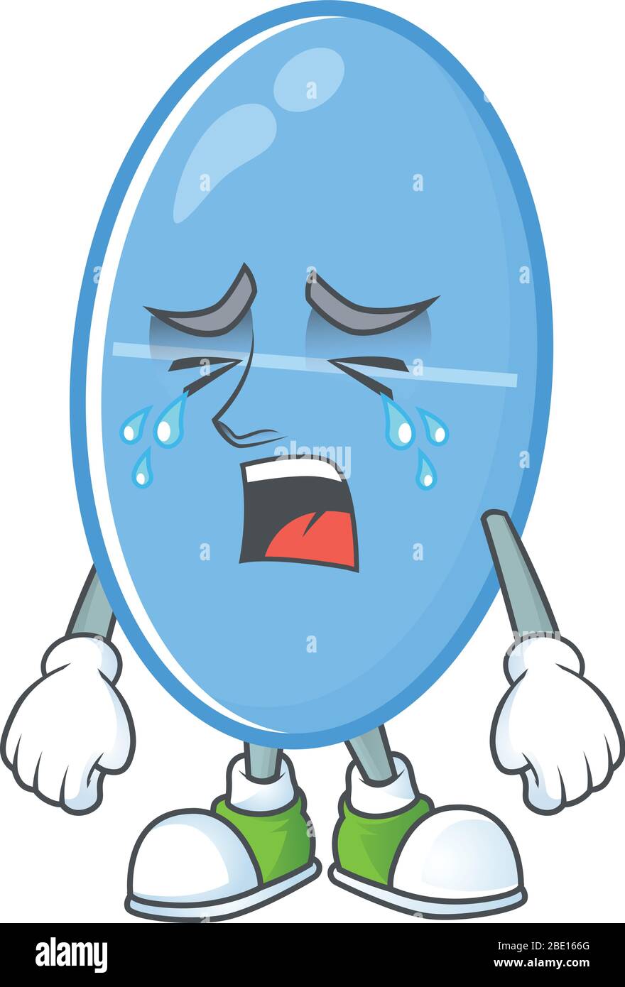 A weeping blue capsule cartoon character concept Stock Vector Image ...