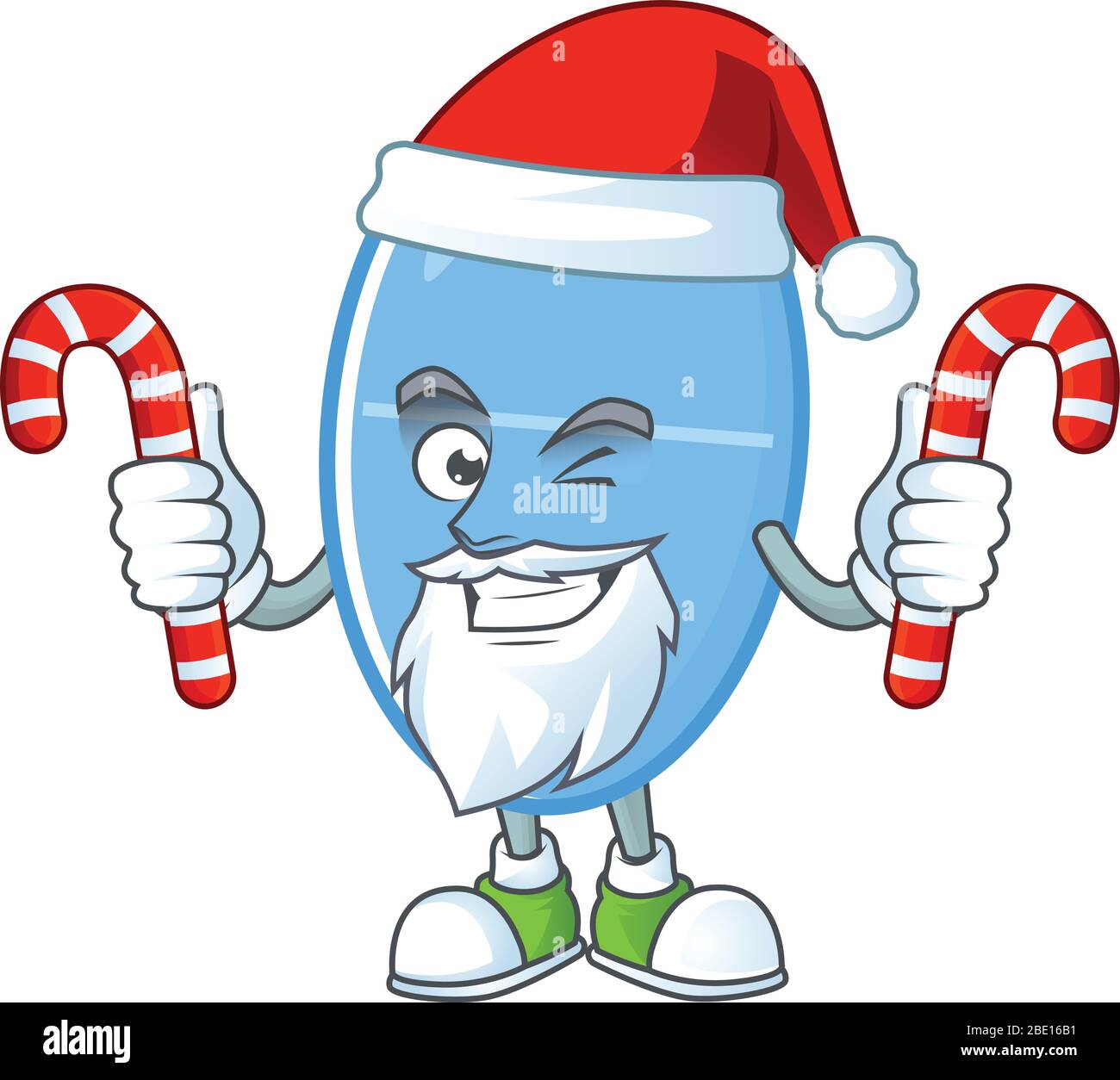 Blue capsule humble Santa Cartoon character having candies Stock Vector ...