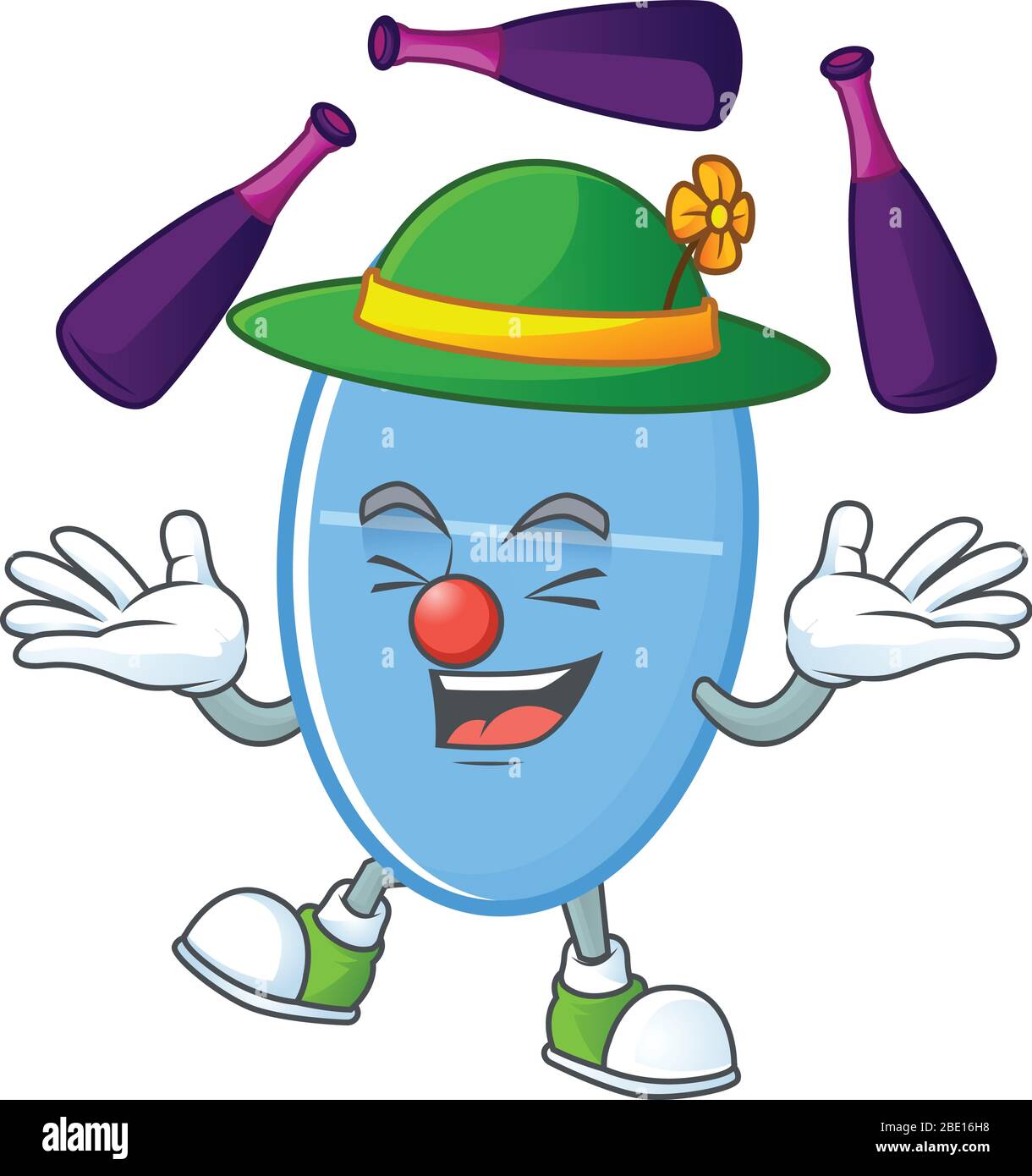 mascot cartoon style of blue capsule playing Juggling on stage Stock ...