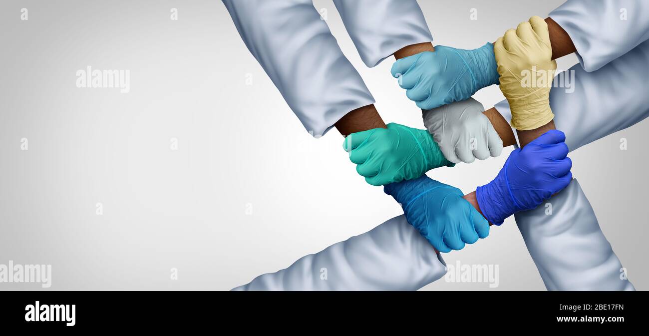 Doctors working together and medical teamwork and health workers unity ...