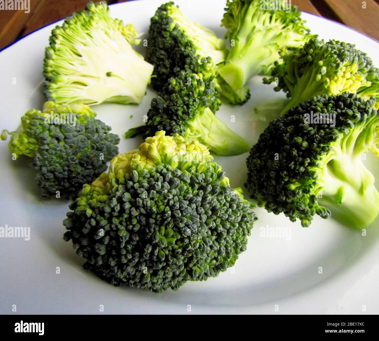 Healthy Eating. Chopped Raw Broccoli on a Plate Stock Photo - Alamy