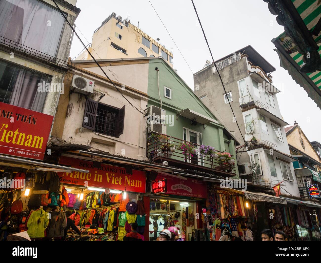 Hanoi, Vietnam - March 7, 2016: Historic houses of the Old Quarter ...