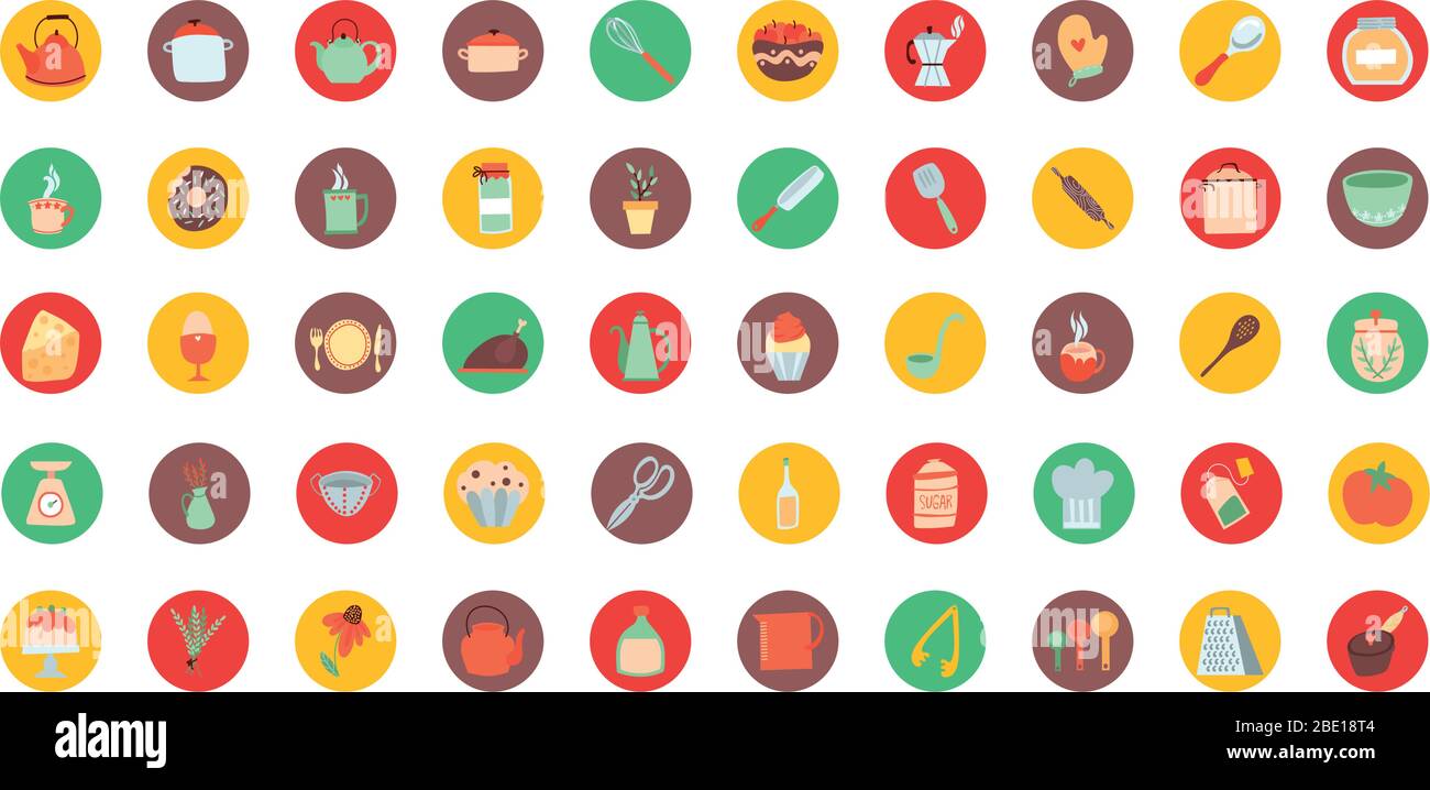 bundle of kitchen and cook icons Stock Vector Image & Art - Alamy