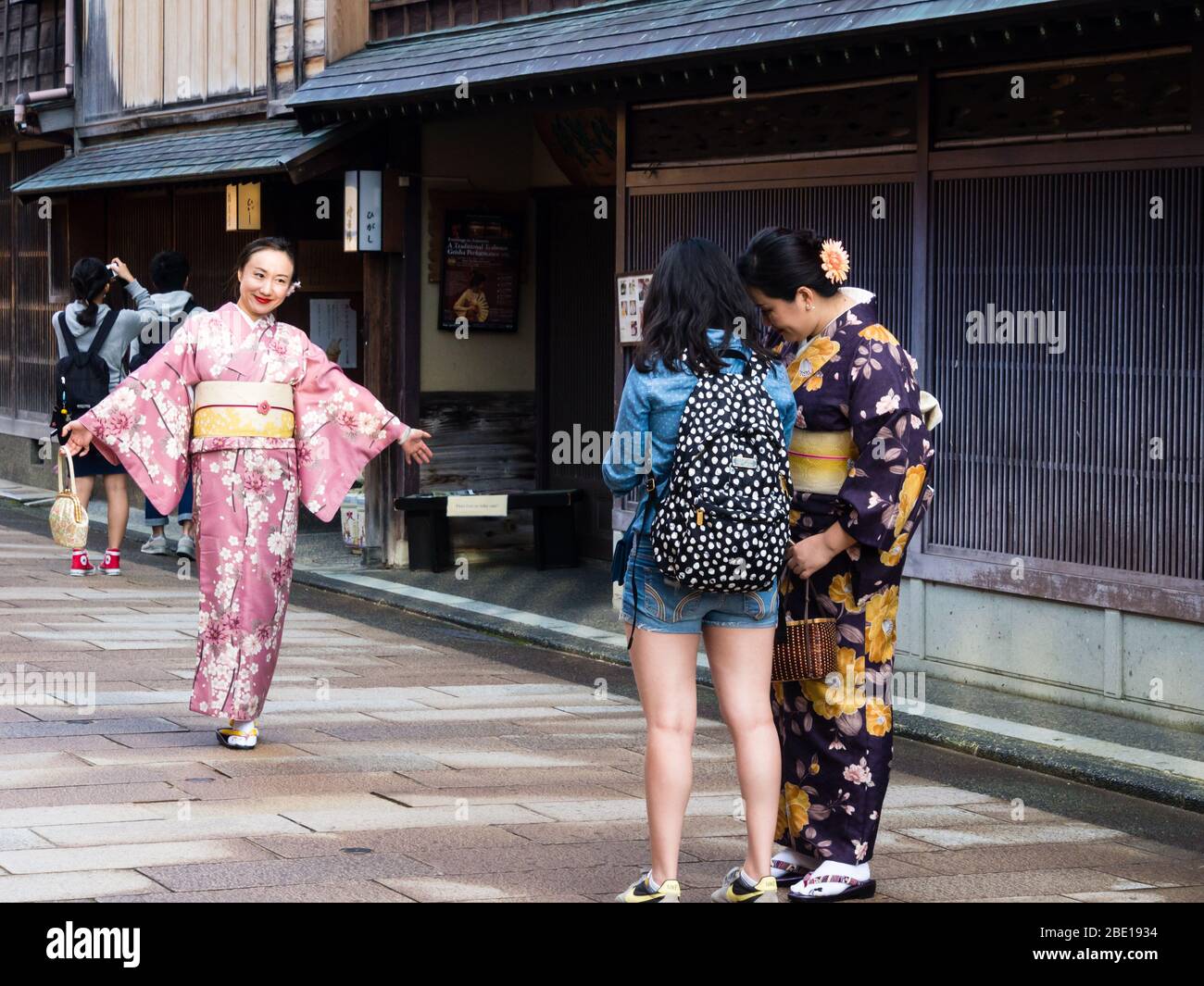 Kanazawa, Japan - September 29, 2015: Asian women in colorful kimono ...