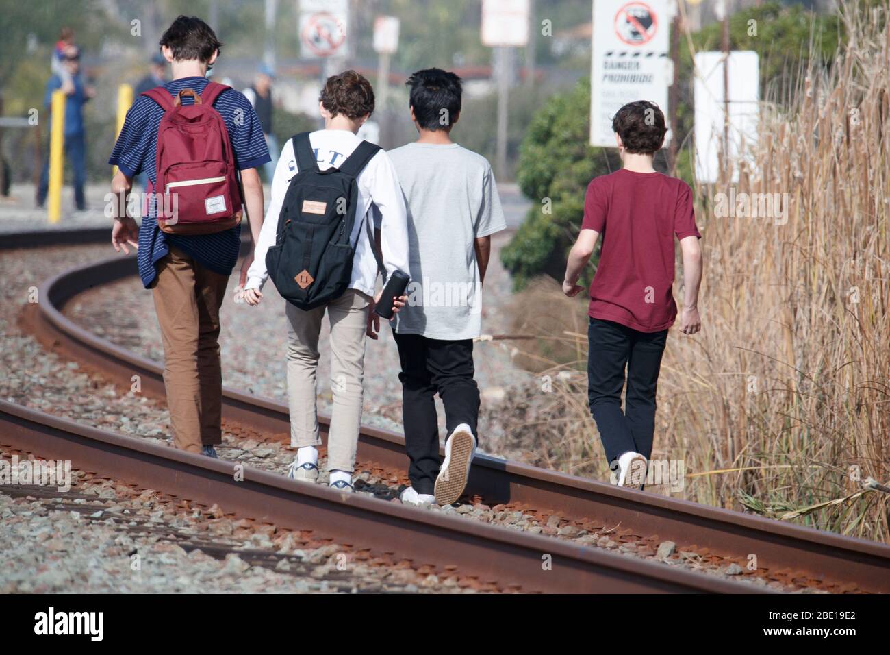 people on railroad tracks Stock Photo - Alamy