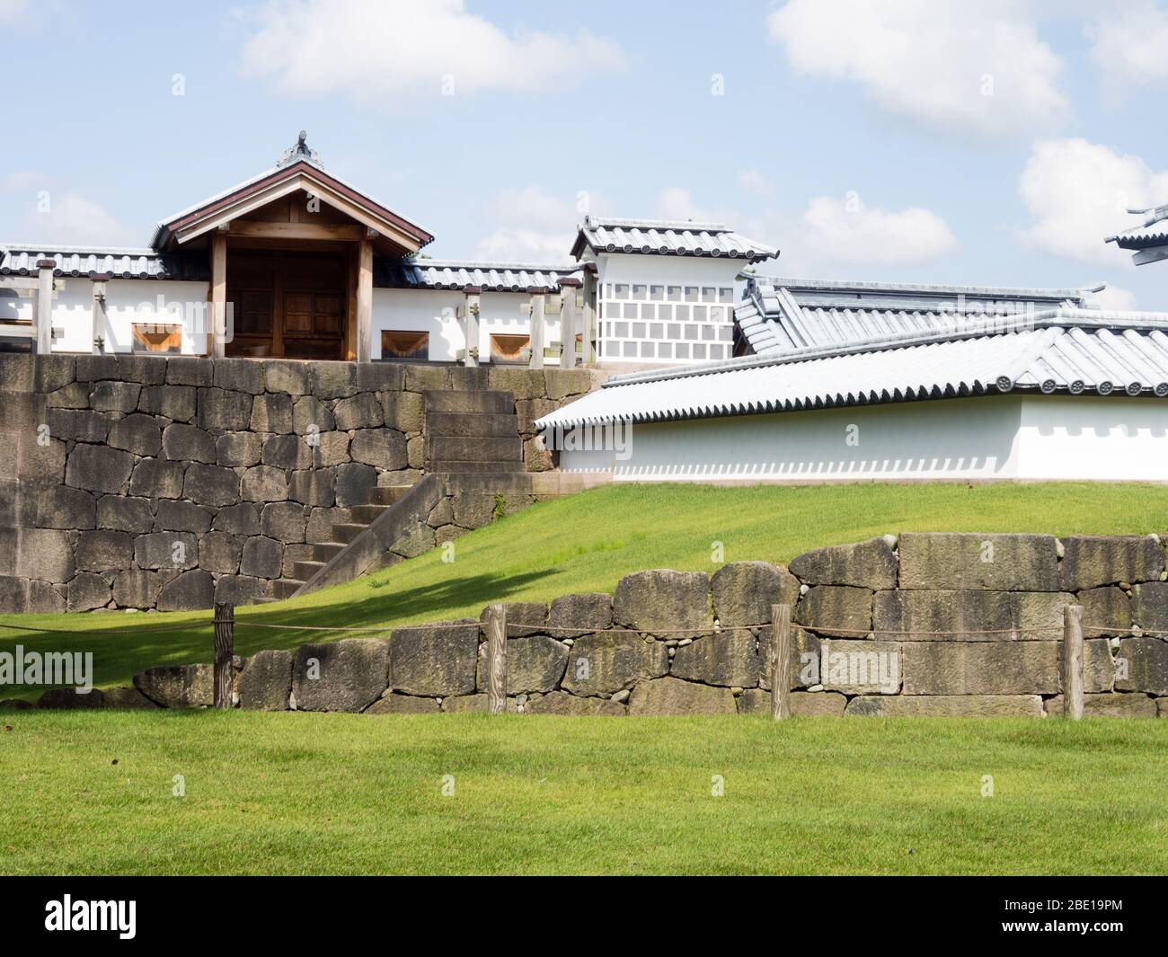 Wall and gate of traditional Japanese castle in Kanazawa Stock Photo ...