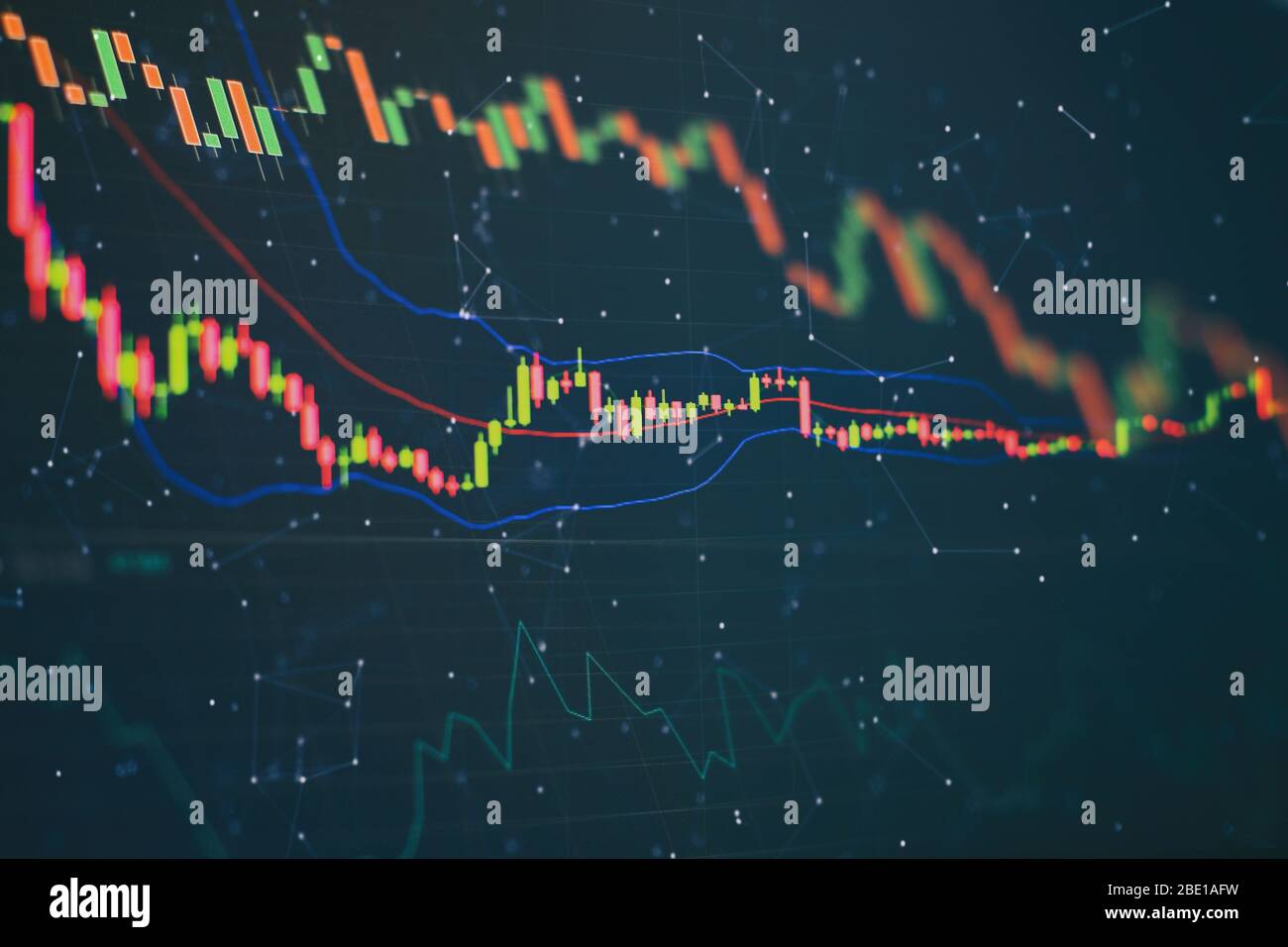 data on a monitor which including of Market Analyze. Bar graphs ...