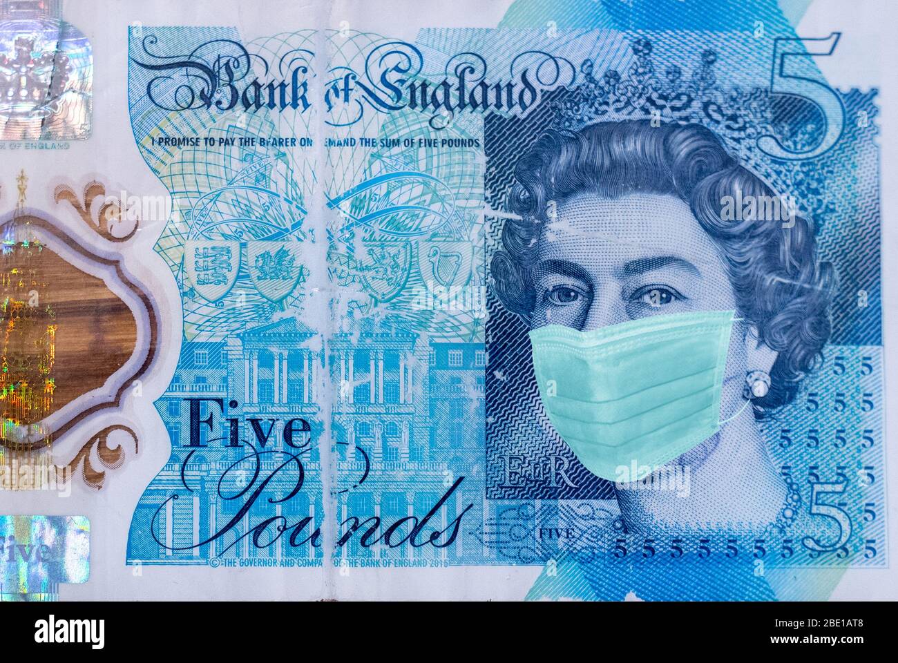 Queen Elizabeth II 5 pounds With Worried and Concerned Expression ...