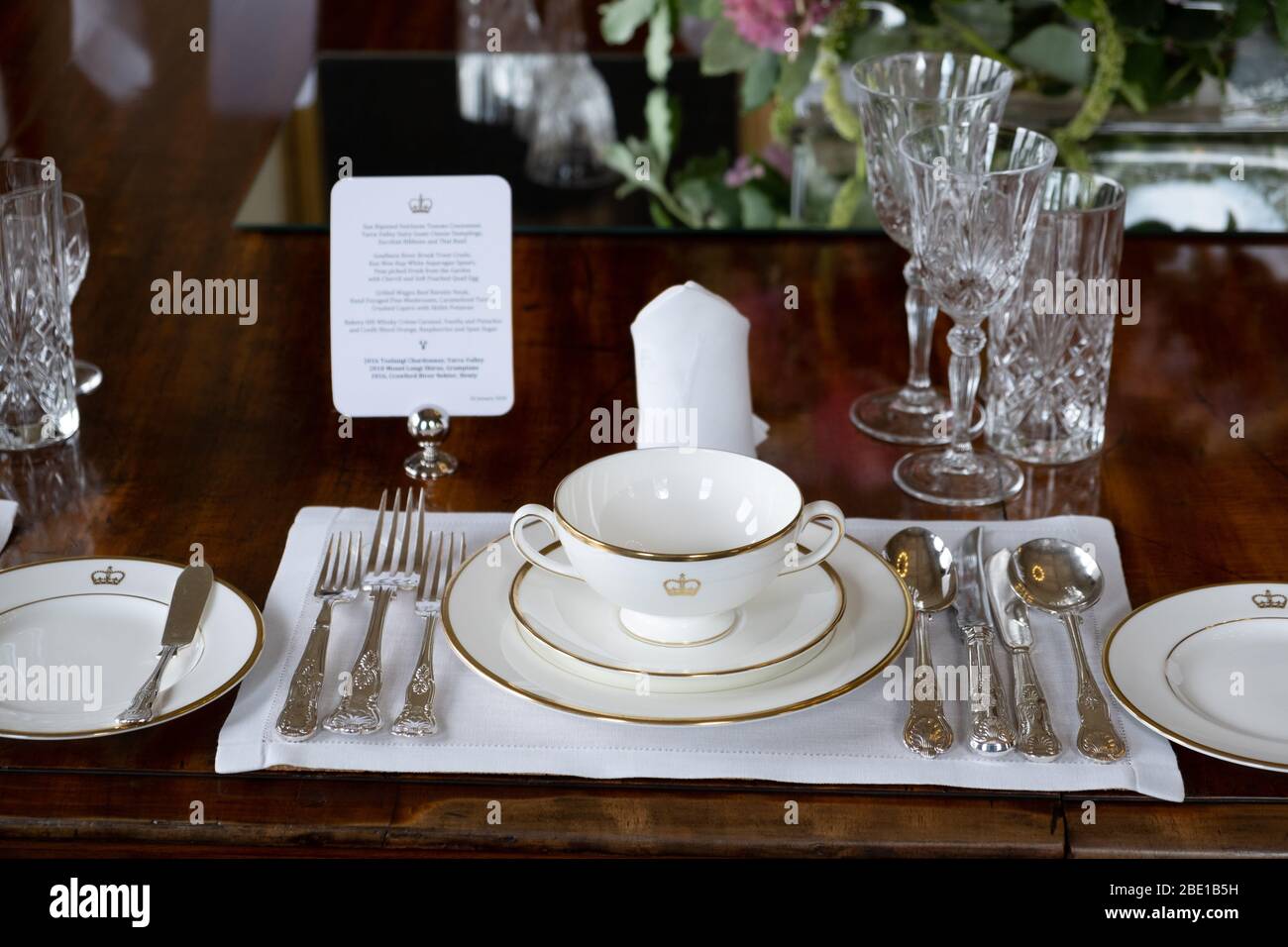Melbourne, Australia - January 26, 2020: Closeup of table setting in ...