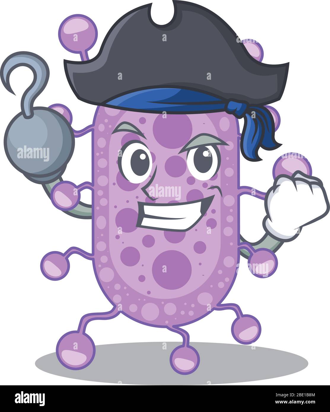 Mycobacterium cartoon design style as a Pirate with hook hand and a hat ...
