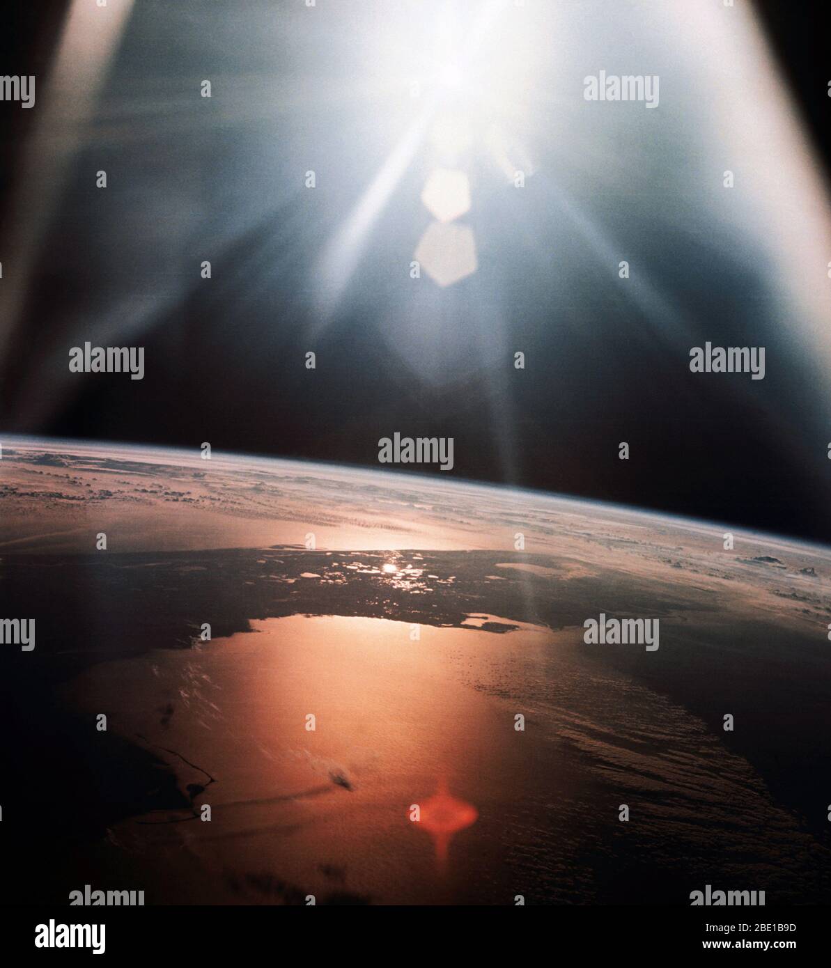 The morning sun reflects on the Gulf of Mexico and the Atlantic Ocean ...