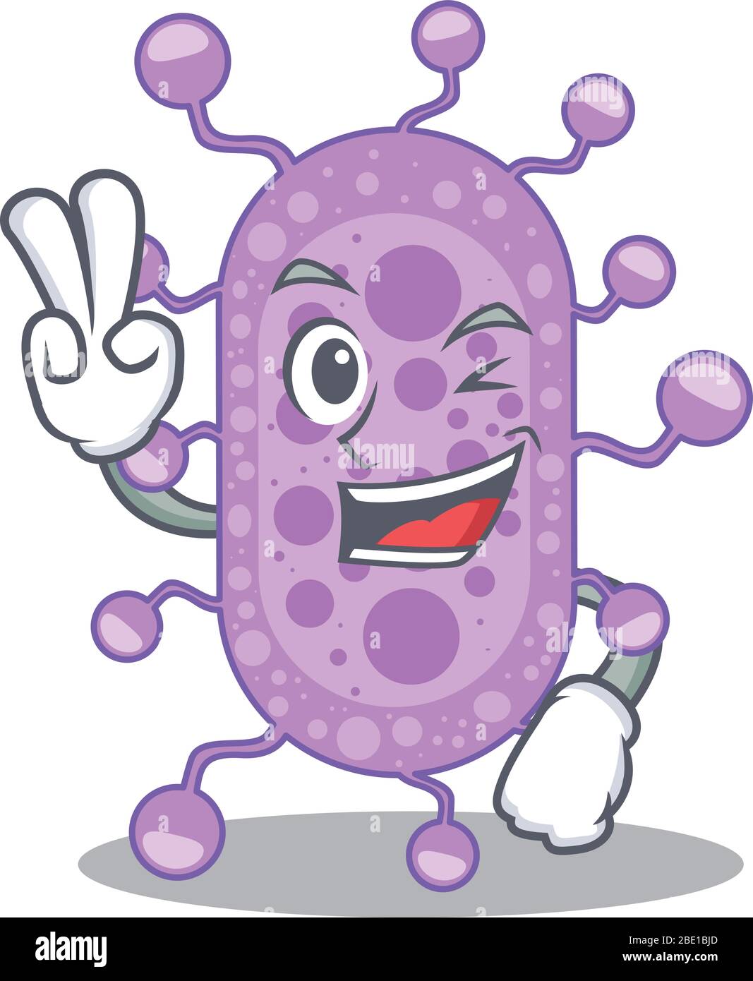 Happy mycobacterium cartoon design concept with two fingers Stock ...