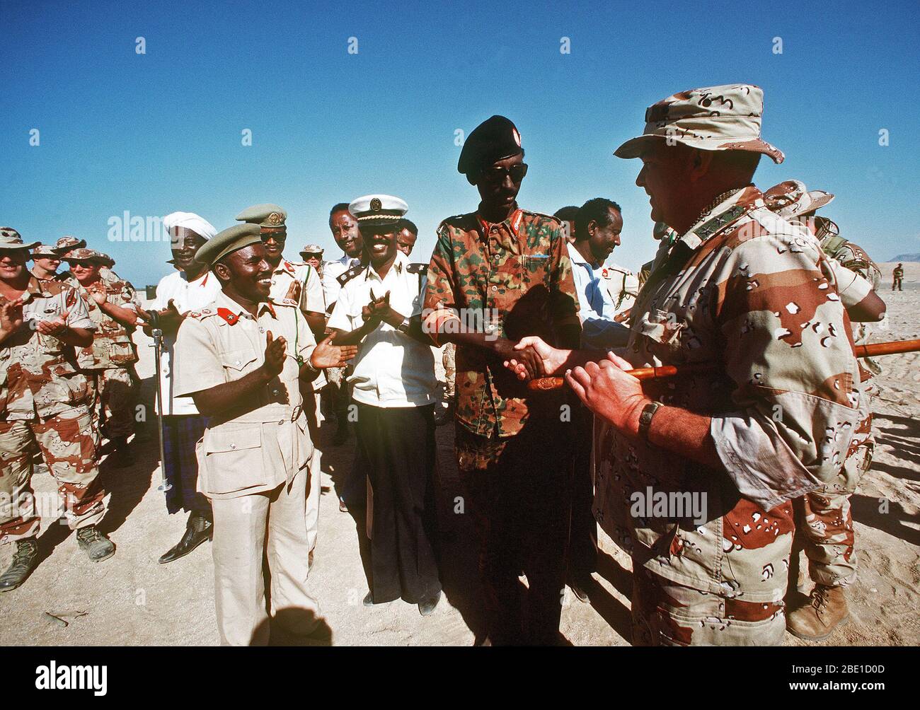 Somalian BGEN Mohammad Hashi Gani shakes hands with LGEN Robert C ...