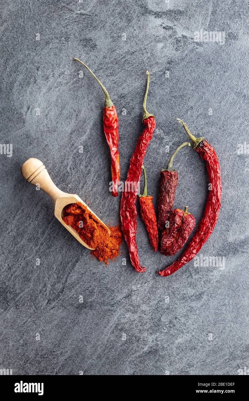 Closeup top view red chili powder hi-res stock photography and images ...