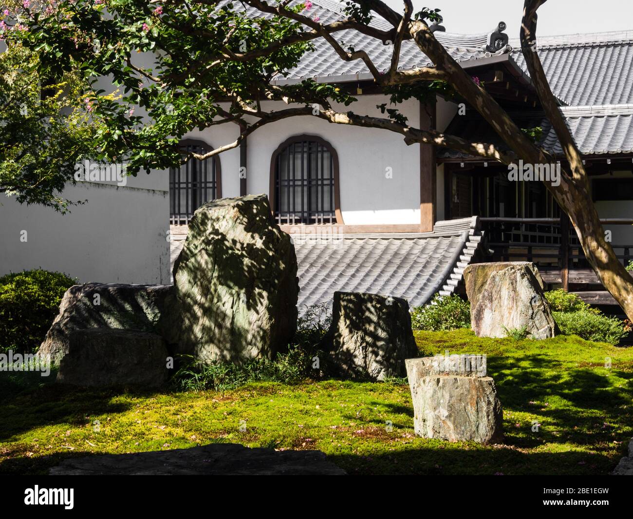Traditional Japanese temple garden with moss and rocks Stock Photo - Alamy