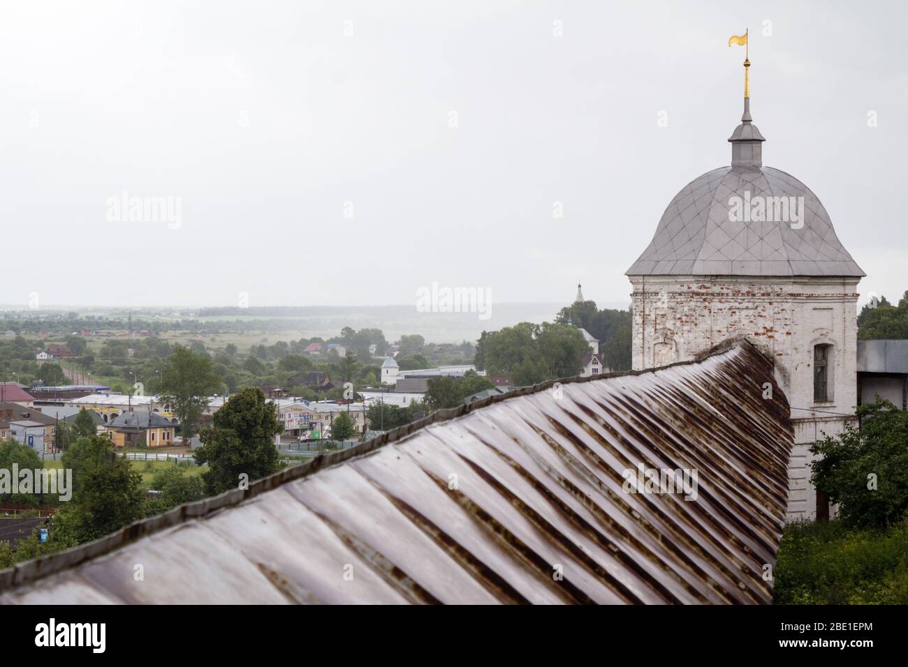 Roof of a monastery wall with turret Stock Photo - Alamy