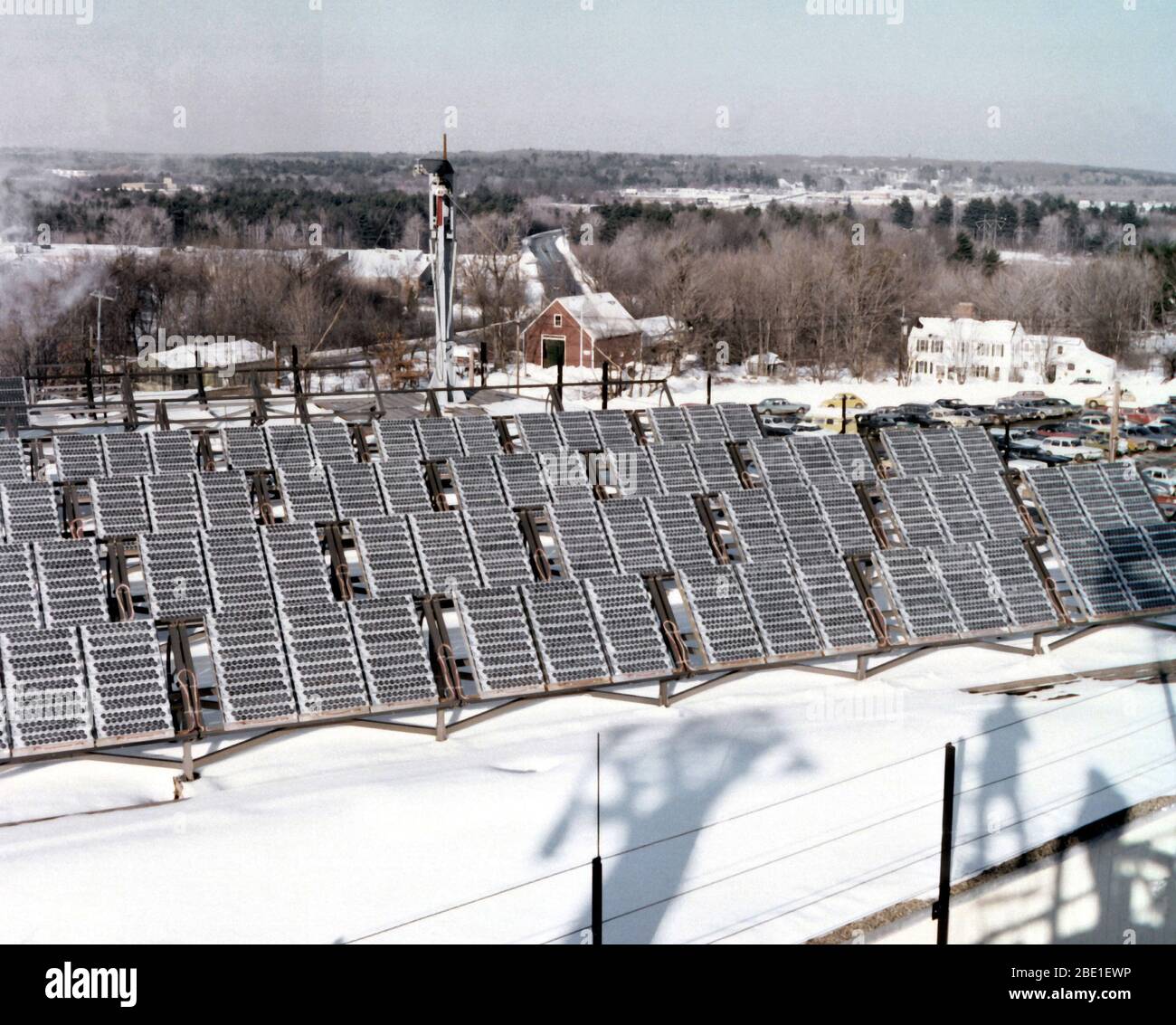 An aerial view of a 25-kilowatt flat plate photovoltaic array that has ...