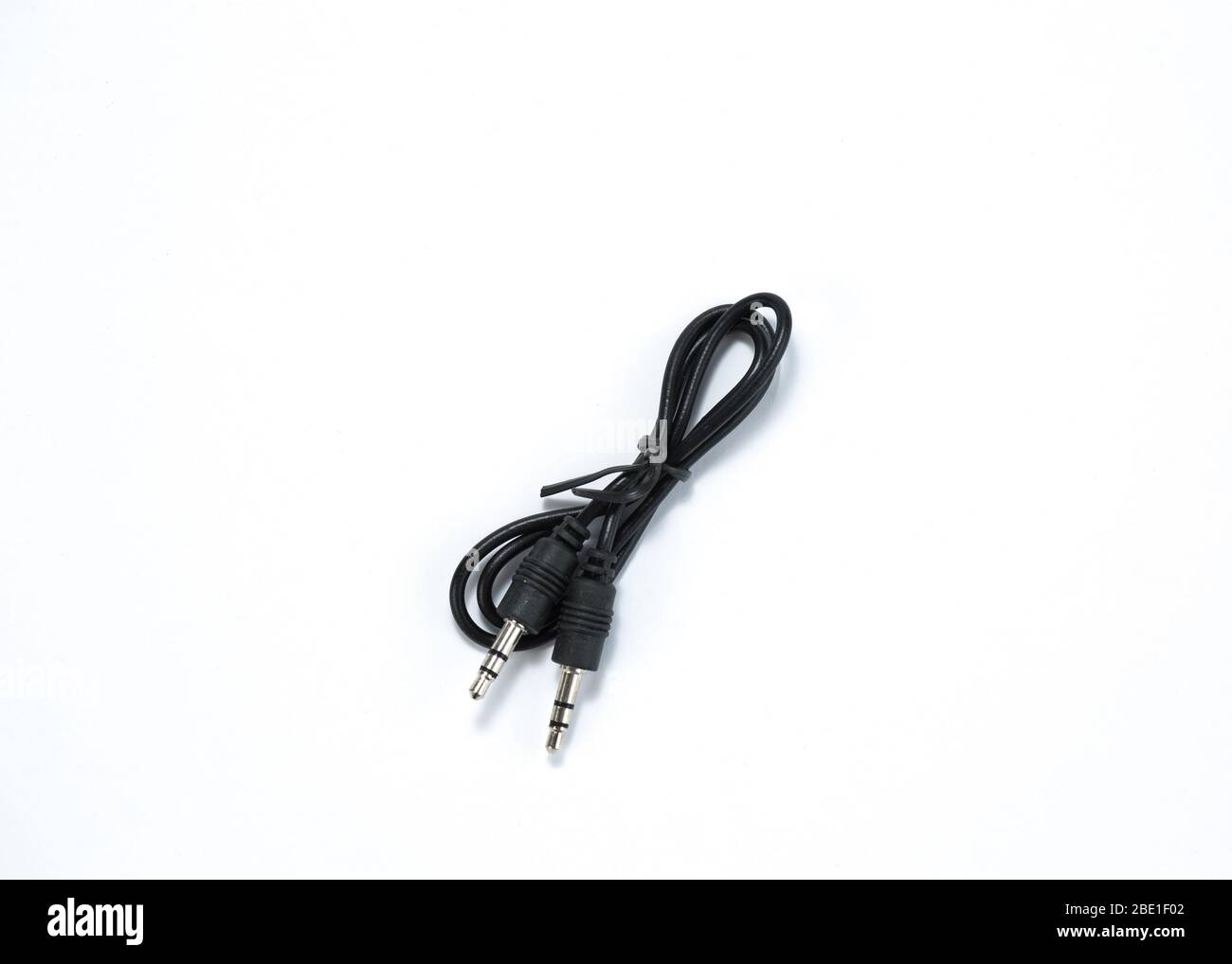 Guitar audio jack with black cable isolated on white background Stock ...