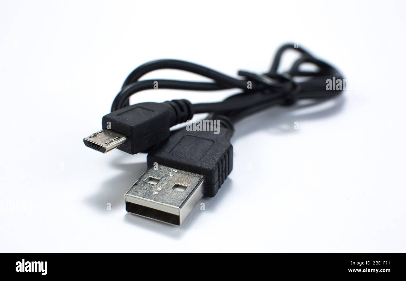 USB cable normal and micro isolated on white Stock Photo - Alamy