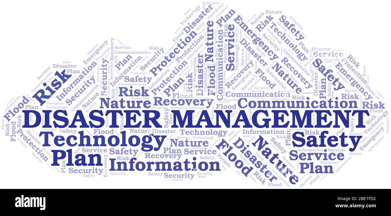 Disaster Management typography vector word cloud. Wordcloud collage ...