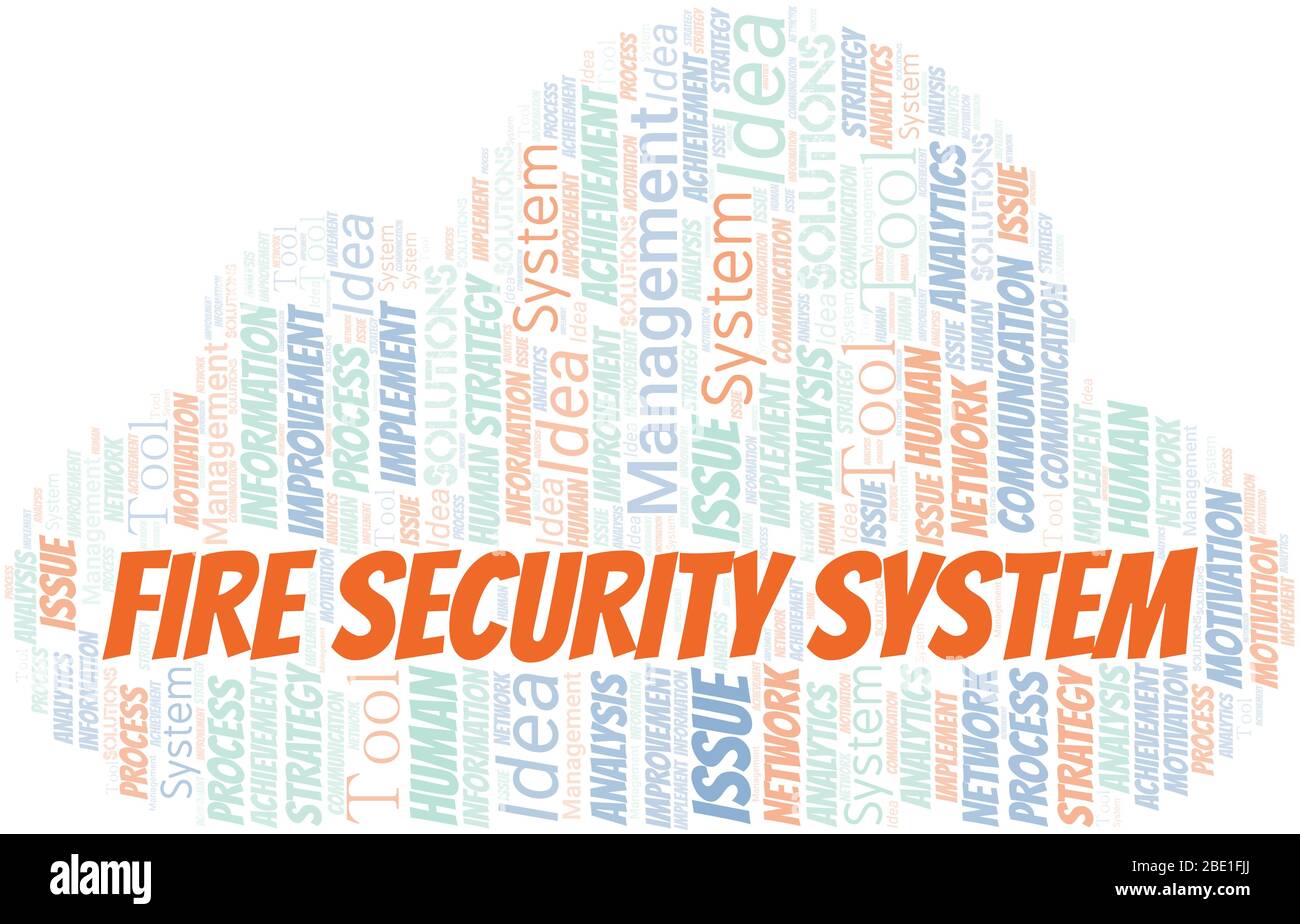 Fire Security System typography vector word cloud. Wordcloud collage ...