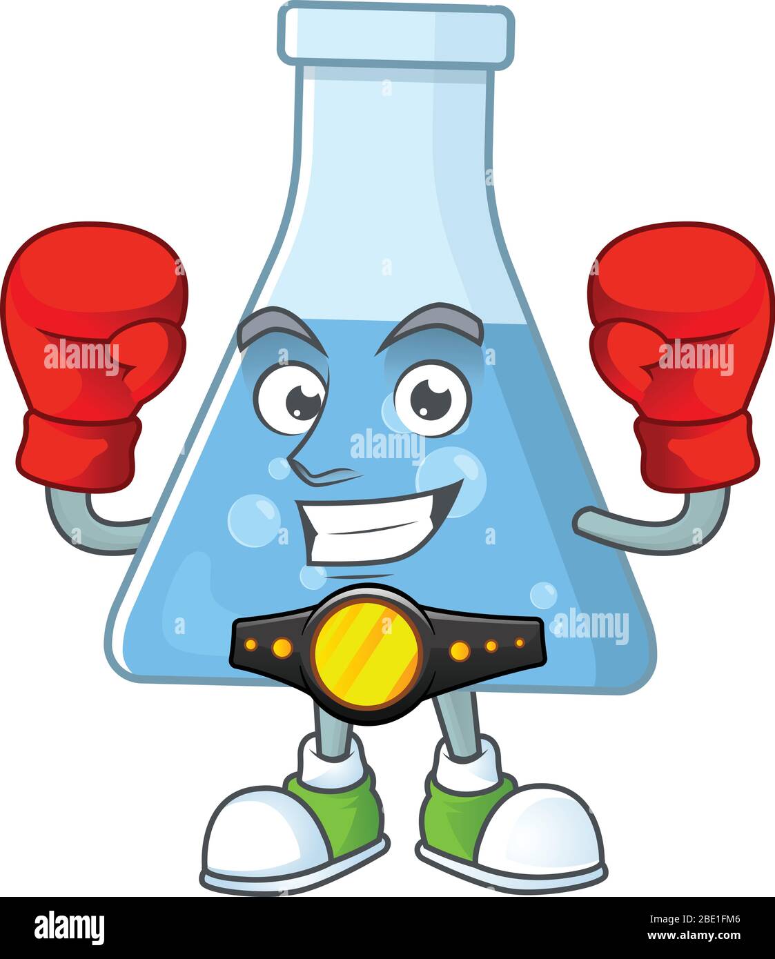 A sporty blue chemical bottle boxing athlete cartoon mascot design ...