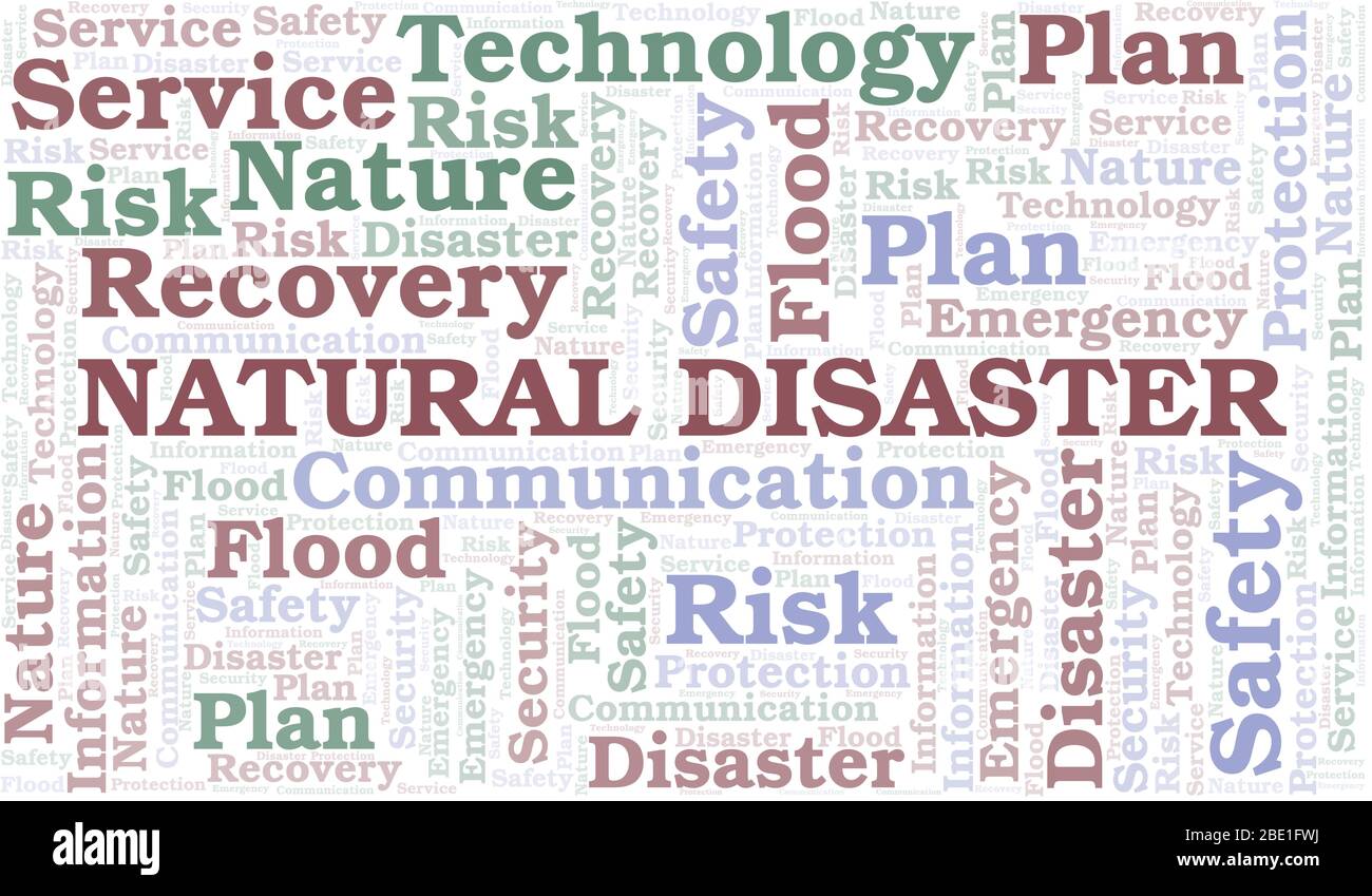 Natural Disaster typography vector word cloud. Wordcloud collage made ...