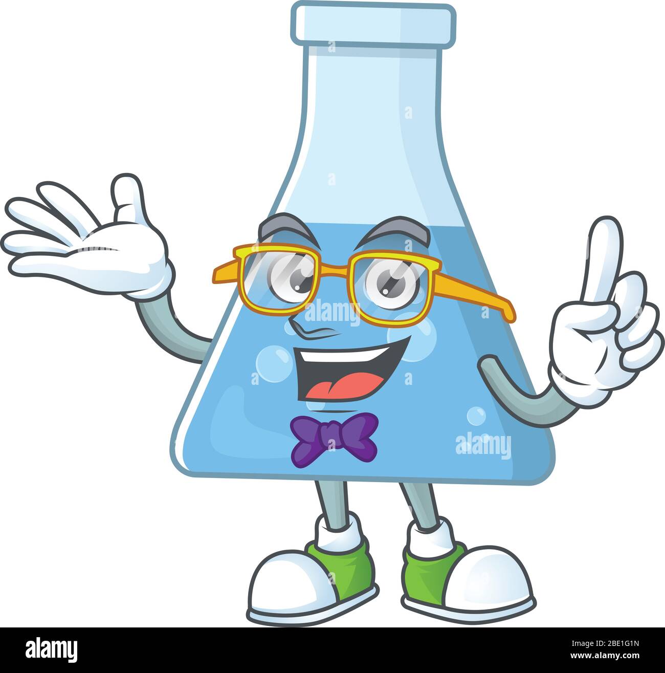Cartoon character design of Geek blue chemical bottle wearing weird ...