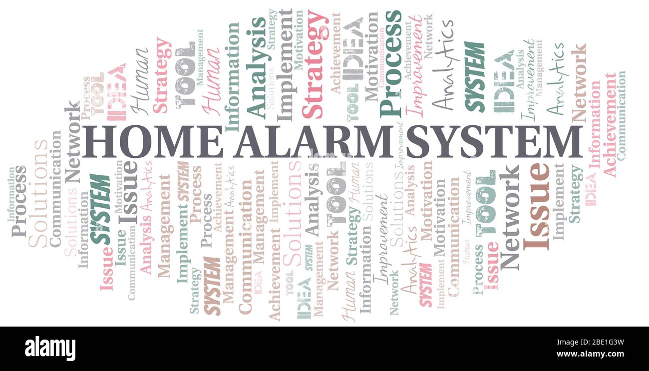 Home Alarm System typography vector word cloud. Wordcloud collage made ...