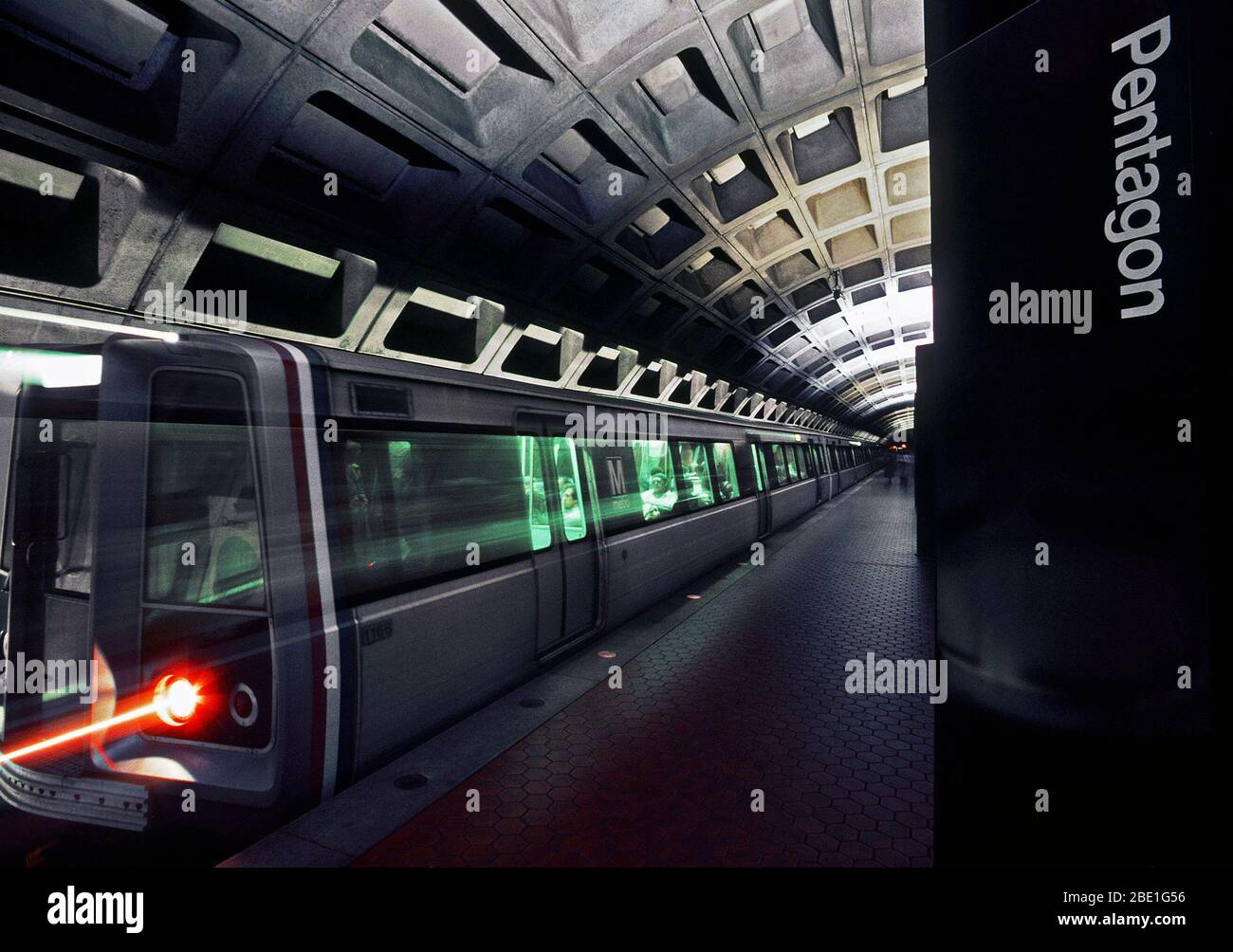 1982 - A view of a Metro subway system train as it passes through the ...