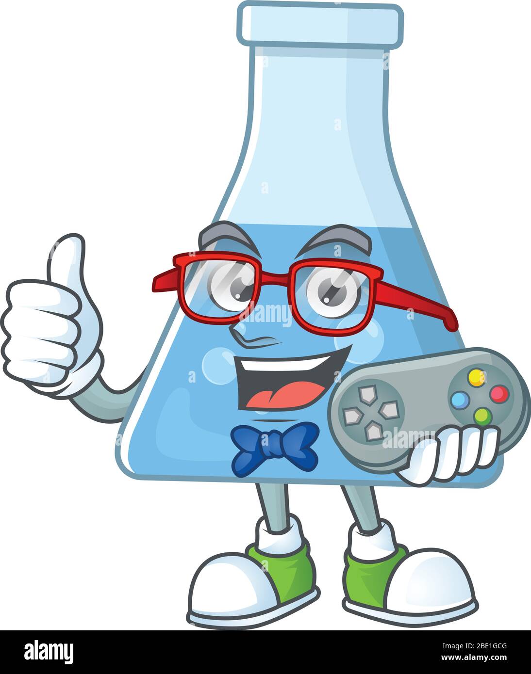 Blue chemical bottle talented gamer mascot design play game with ...