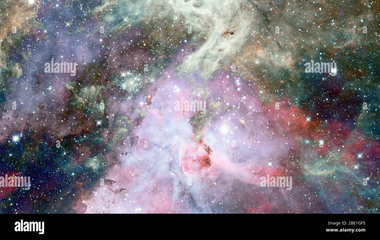 Nebula and stars in deep space, glowing mysterious universe. Elements ...
