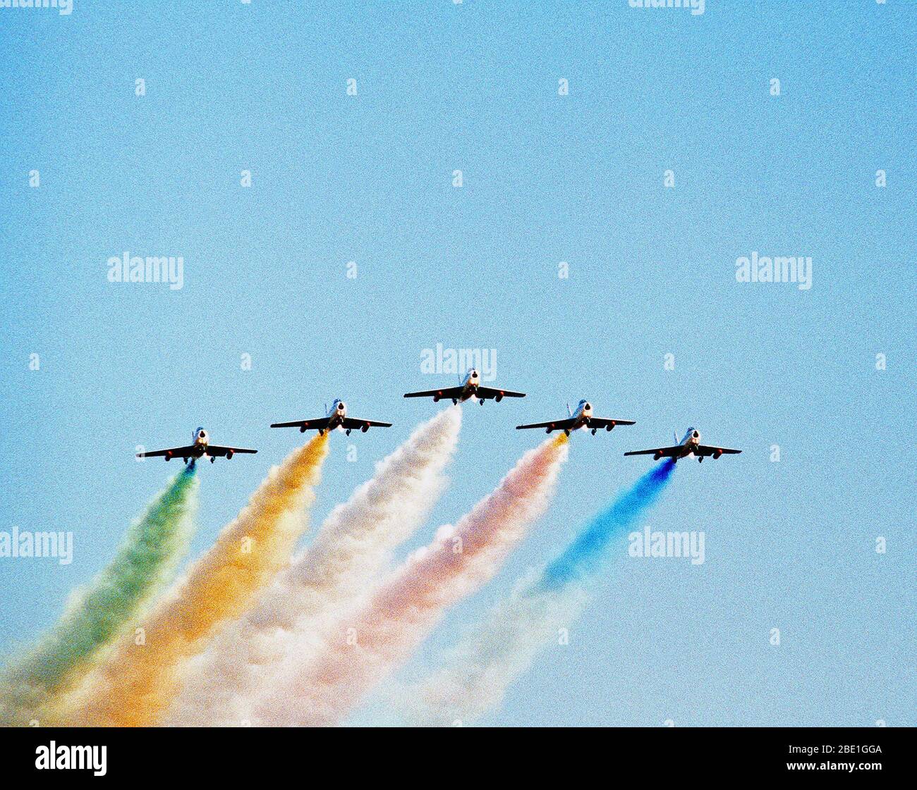 1981 - Five F-86F Sabre aircraft from the Japanese Blue Impulse ...