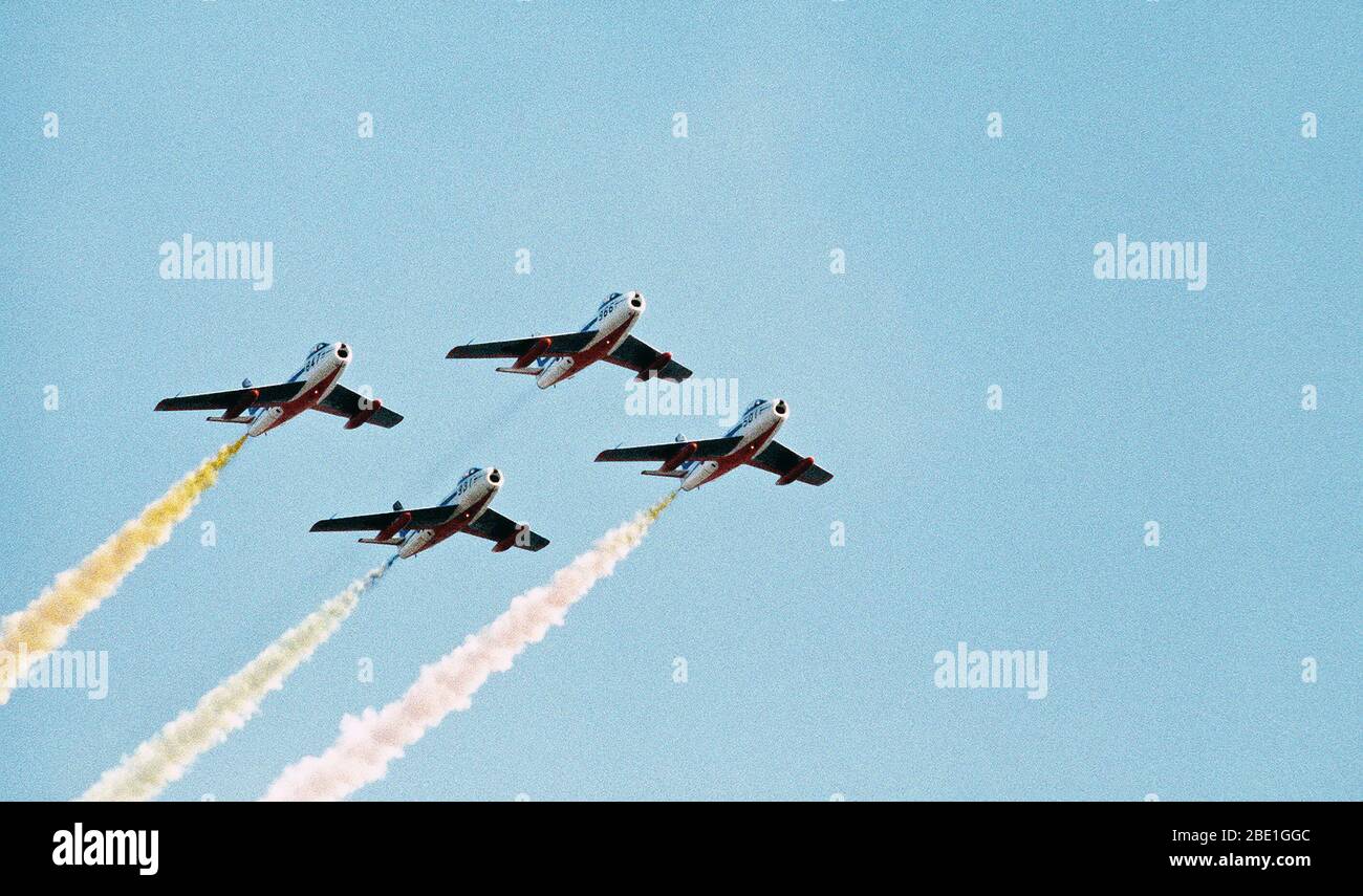 1981 - Four F-86F Sabre aircraft from the Japanese Blue Impulse ...