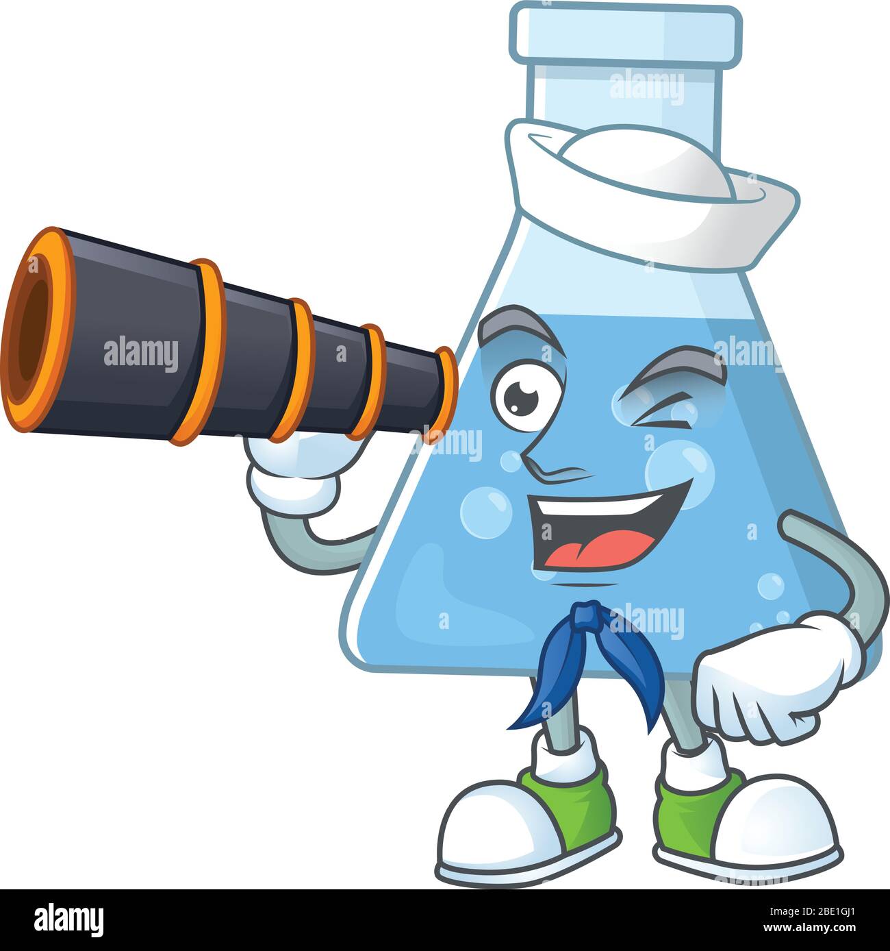 Blue chemical bottle in Sailor cartoon character style using a ...