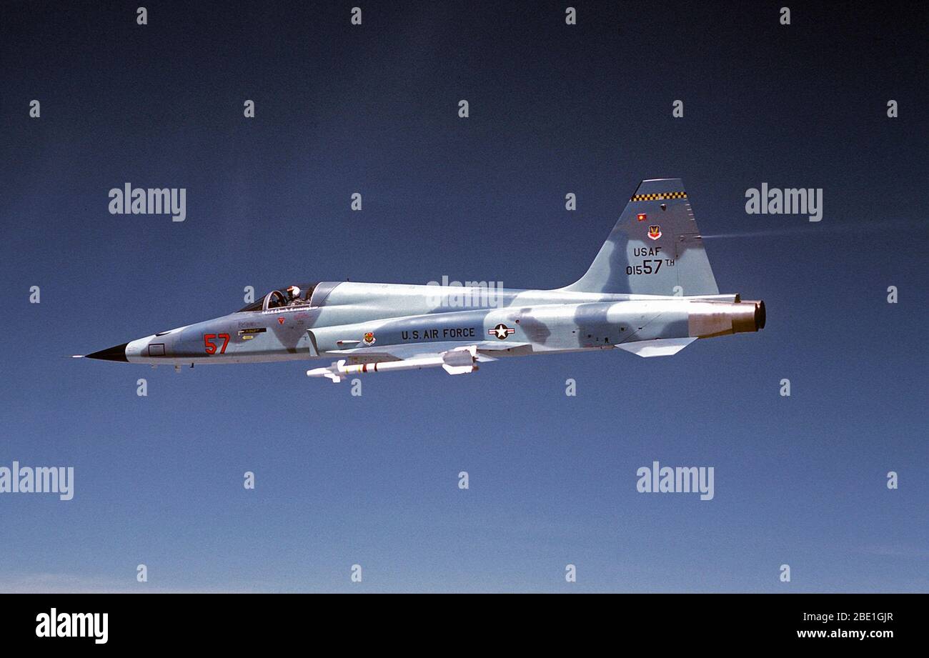 1980 - An air-to-air left side view of an F-5 fighter aircraft of the ...