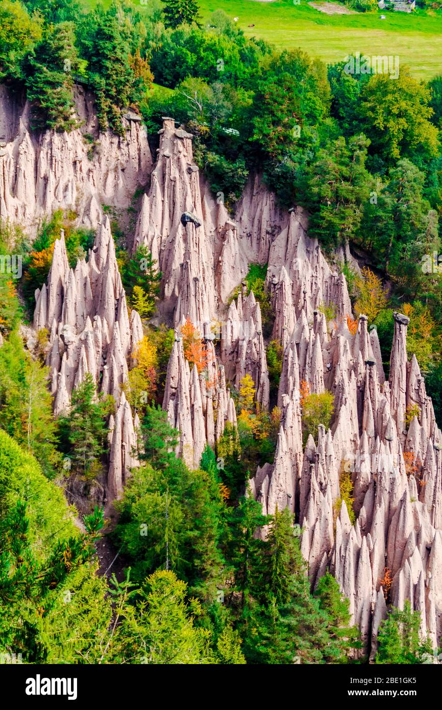 Natural Earth Pyramids in Renon, Ritten, South Tyrol, Italy Stock Photo ...
