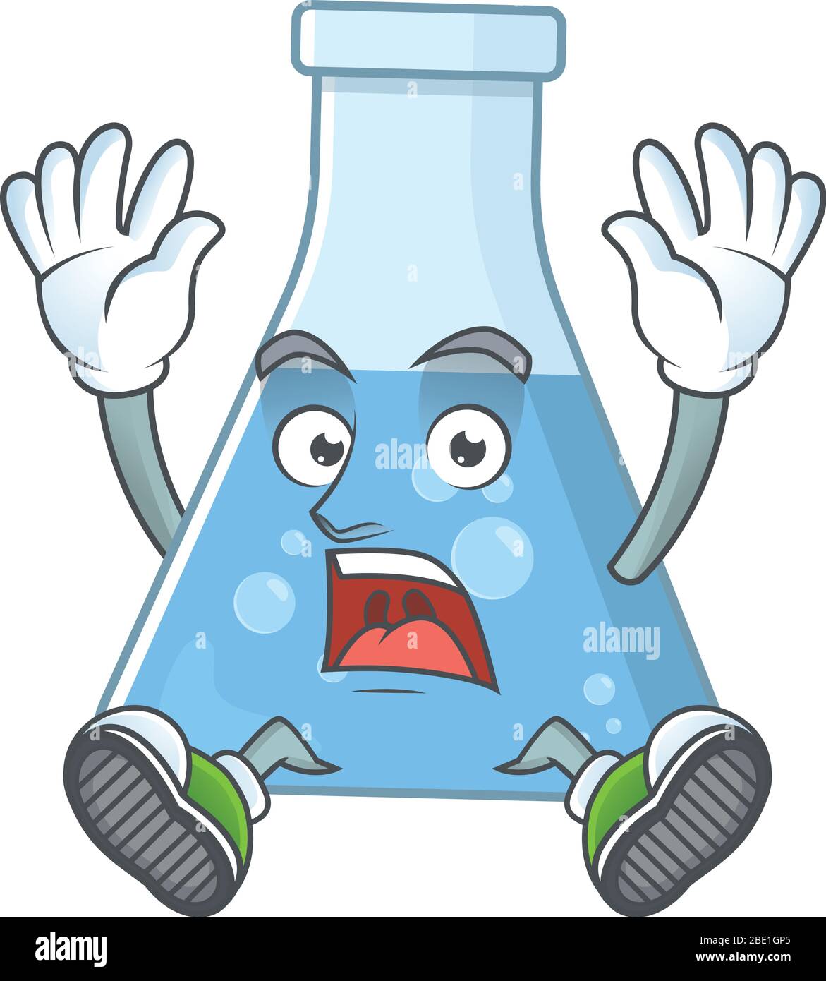 Blue chemical bottle cartoon character design showing shocking gesture ...