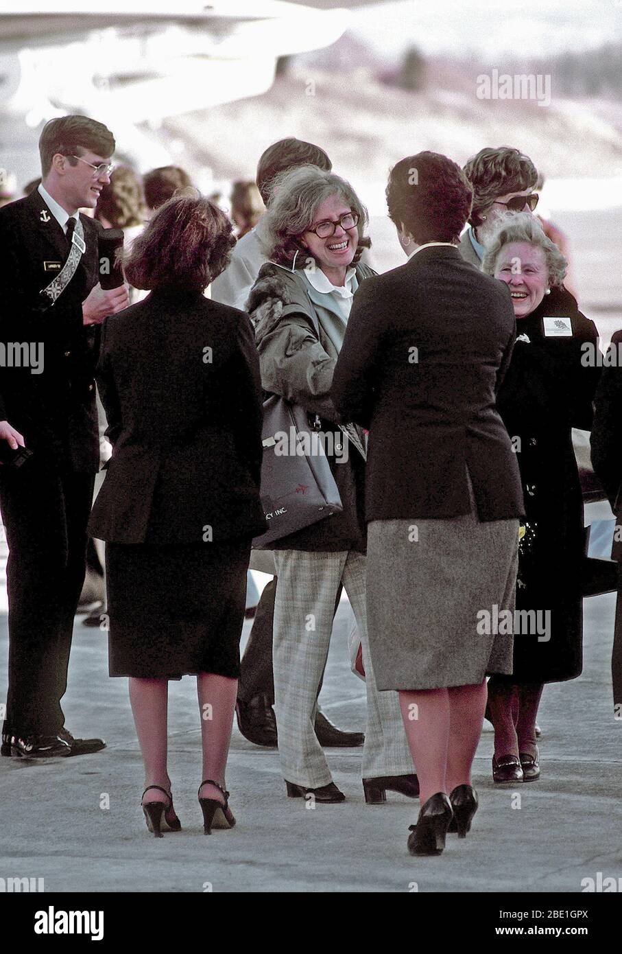 1981 - Former Iranian hostage, Ann Swift (wearing gray slacks) is ...