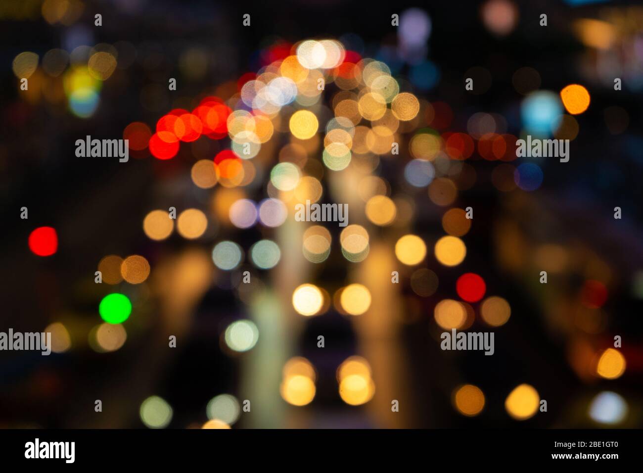 Blurred footage. Traffic jam on a wide street. Blurry brake lights ...