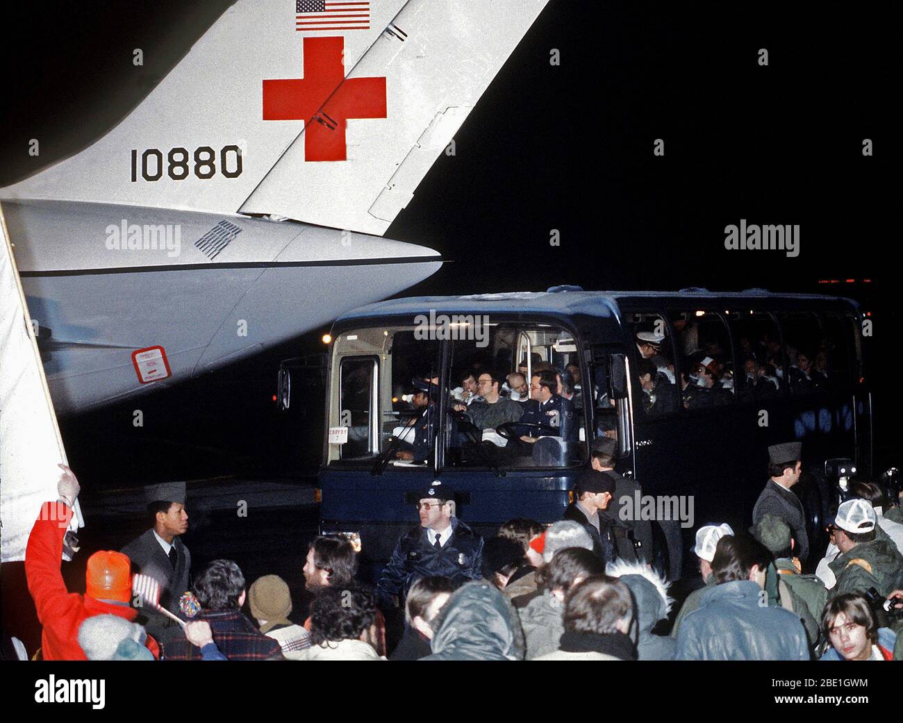 1981 - The 52 former hostages arrive at the base after their release ...