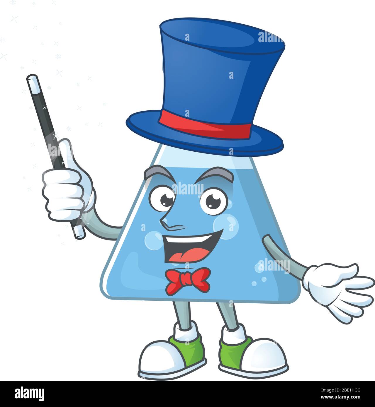 Talented blue chemical bottle Magician cartoon design style Stock ...