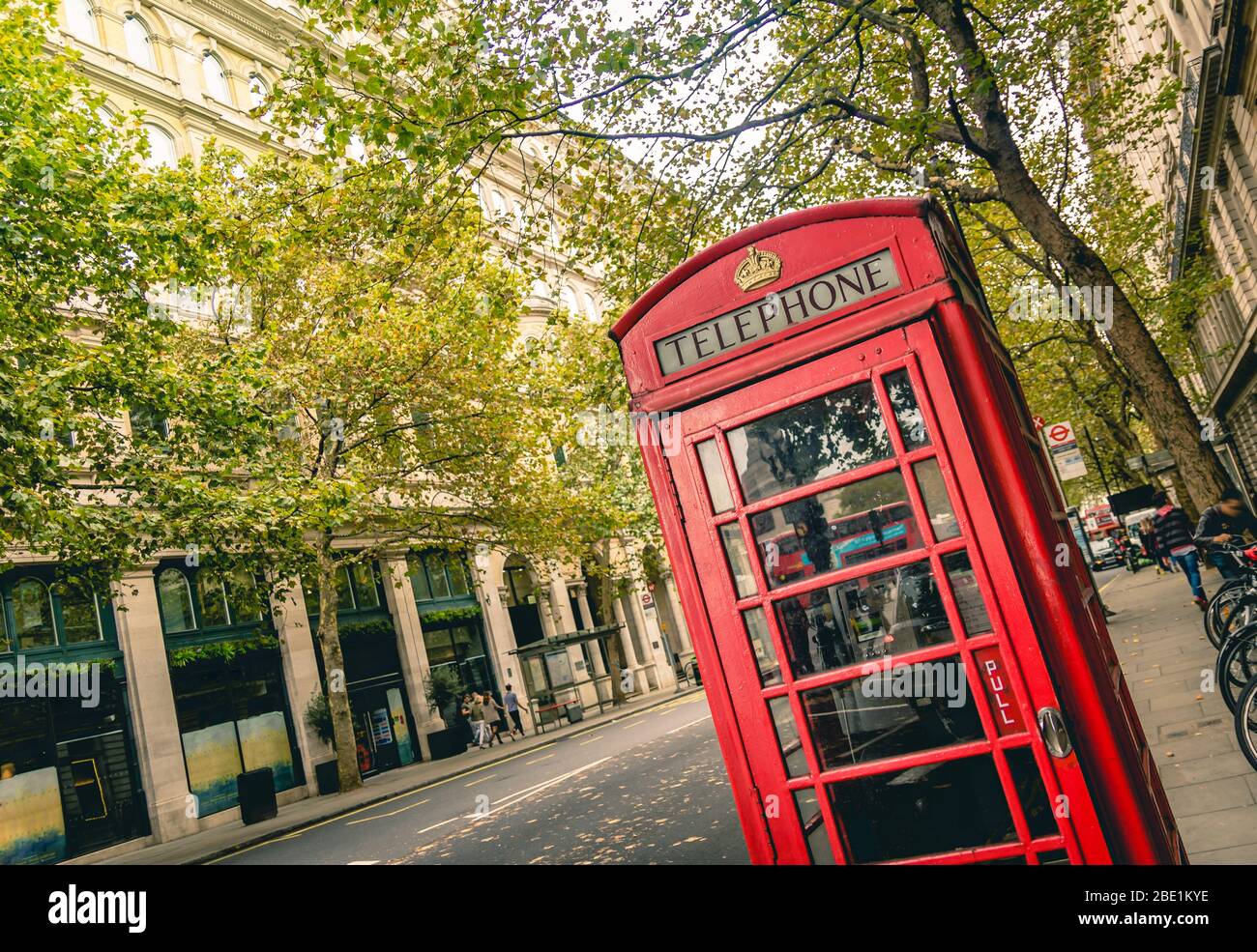 British Red Telephone Box in London street, England, UK Stock Photo - Alamy