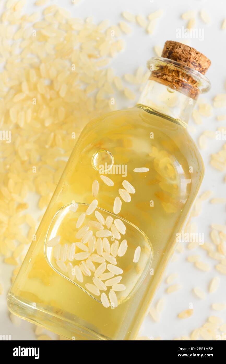 Biological rice oil, healthy eating ingredient, vegan and vegetarian ...