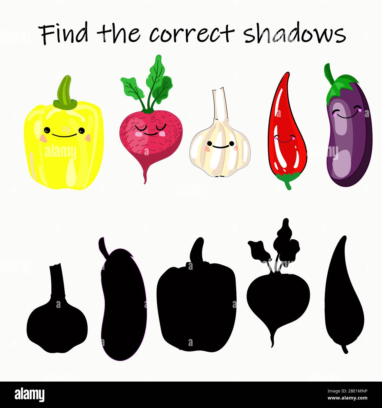 Find the right shade of vegetable. Educational game for children. Find ...