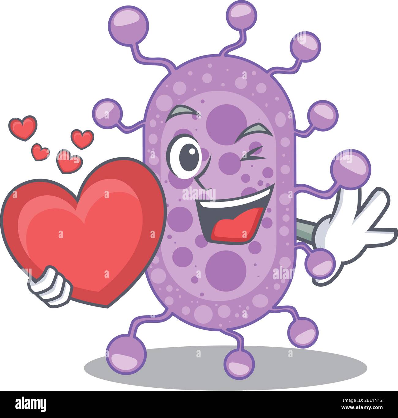 A sweet mycobacterium cartoon character style with a heart Stock Vector ...