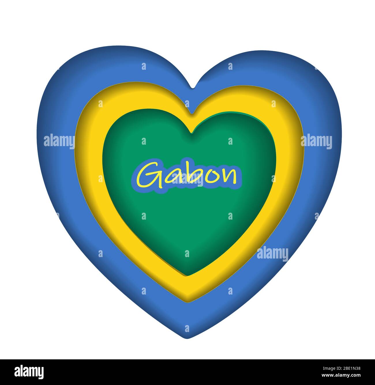 Hand draw isolated Gabon flag. Vector Illustration. National Gabon ...