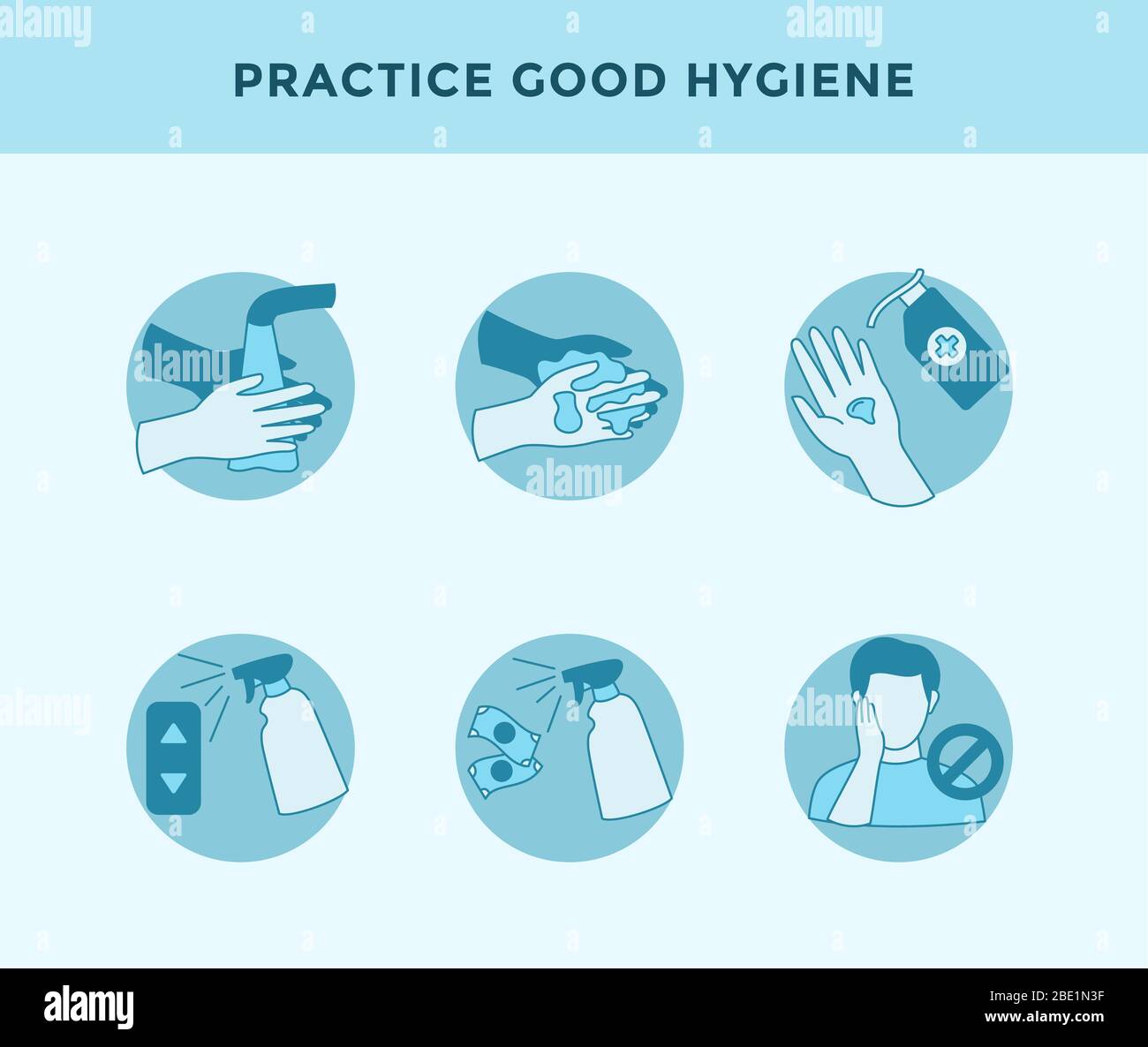 good hygiene practice concept with some related icon for corona virus ...