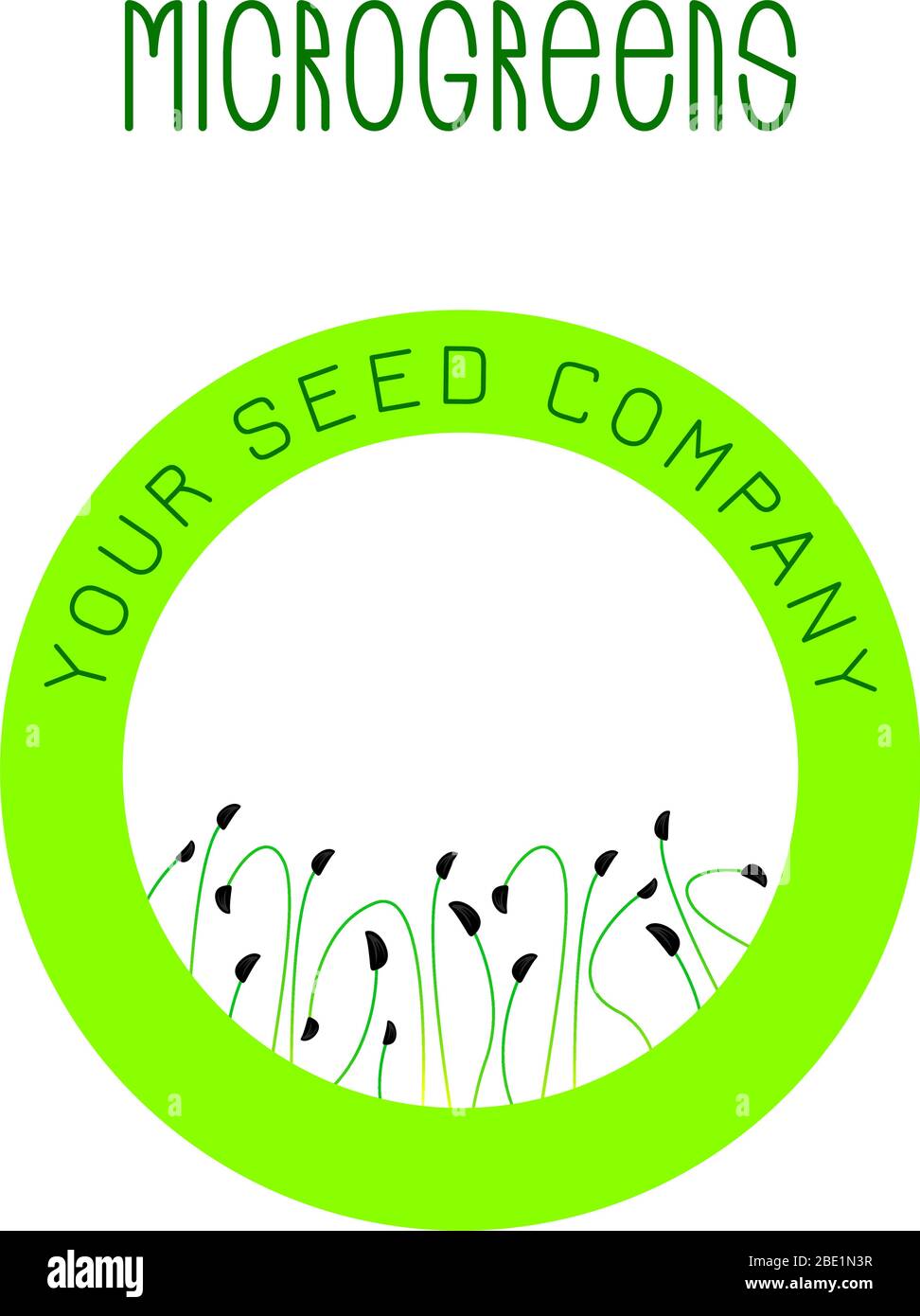 Microgreens Scallions. Seed packaging design, round element in the ...
