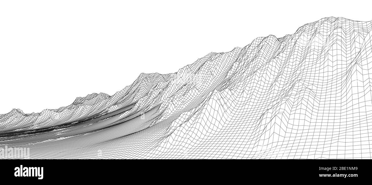 Abstract 3d wire-frame landscape. Blueprint style Stock Vector Image ...